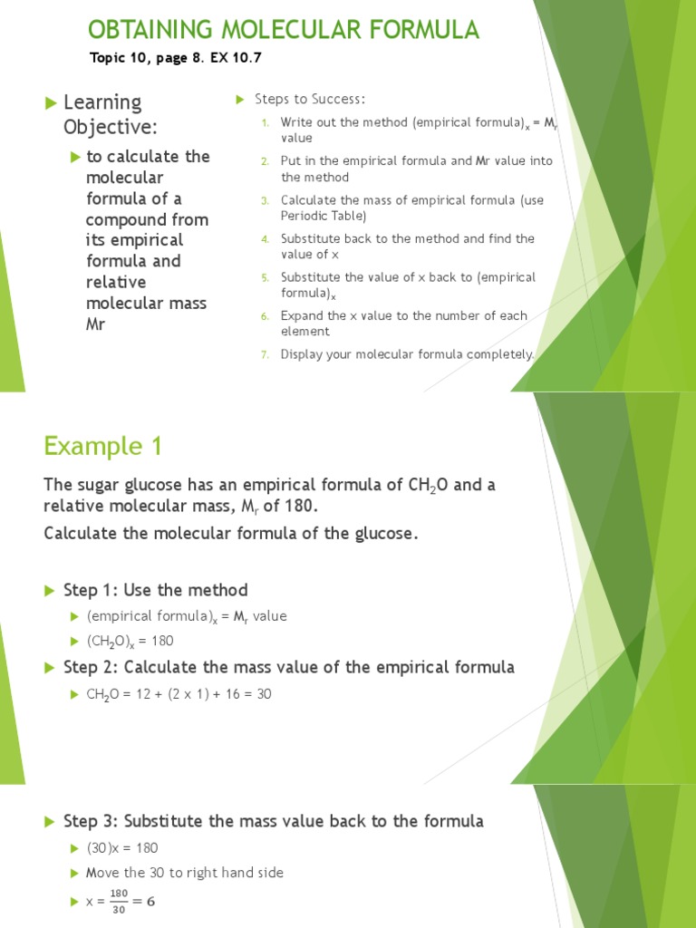 Obtaining Molecular Formula: Learning Objective | PDF | Teaching ...