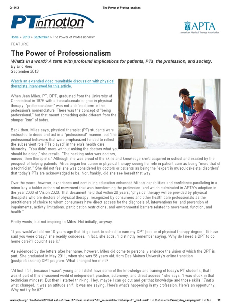 The Power of Professionalism | Download Free PDF | Physical Therapy ...