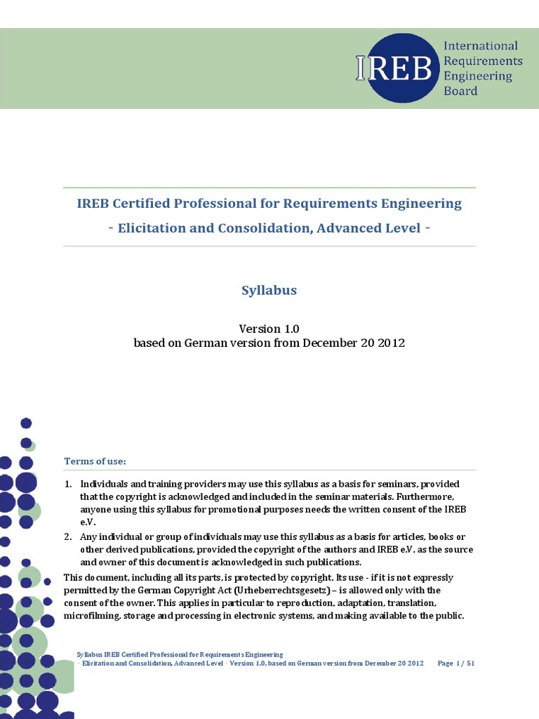 Ireb Cpre Elicitation and Consolidation Syllabus Version 1 | PDF ...