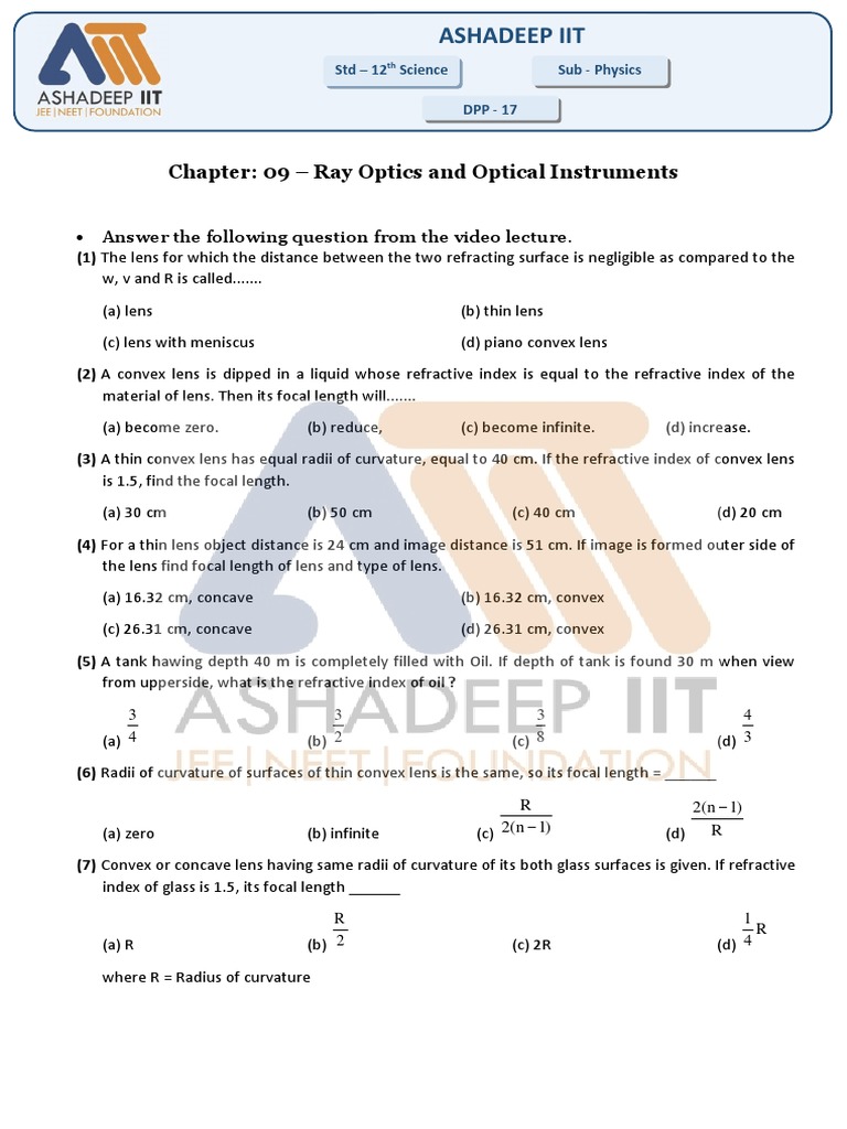 Physics CH-9 DPP Session-17 PDF | PDF | Electrodynamics | Atomic