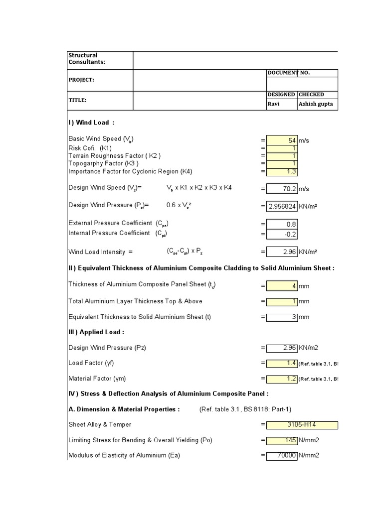Design of Acp Sheet | PDF | Young's Modulus | Chemical Product Engineering