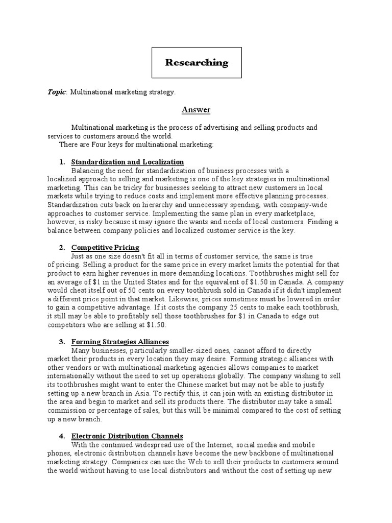 Multinational Marketing Strategies Explained | PDF | Marketing Strategy ...
