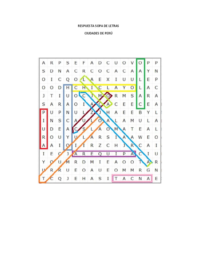 Respuesta Sopa de Letras | PDF