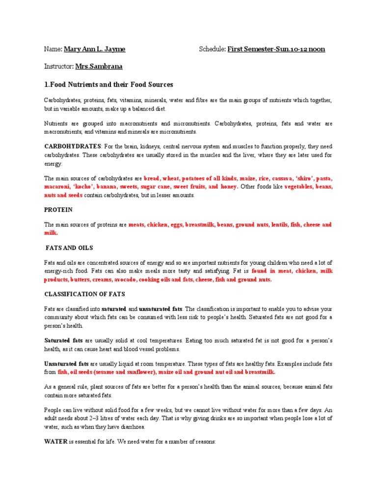 First Assignment Food&nutrition | PDF | Vitamin | Nutrients