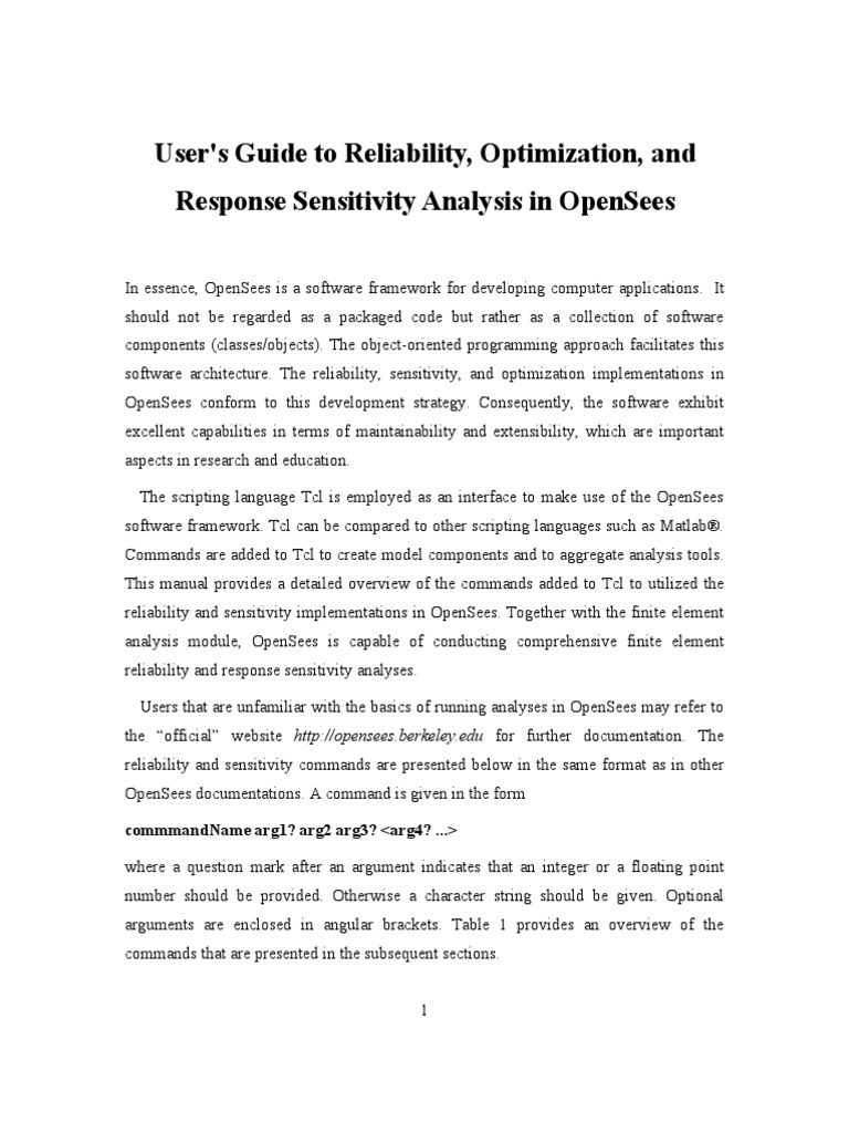 Ubc Opensees Guide | PDF | Random Variable | Sensitivity Analysis