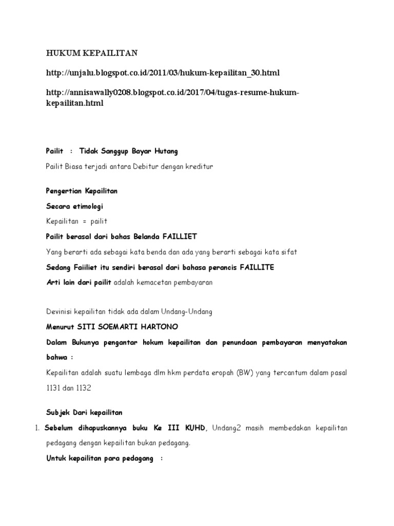 Hukum Kepailitan | PDF | Hukum