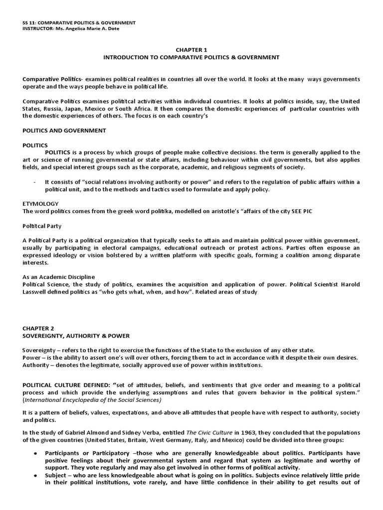 SS 11 Handouts | PDF | Democracy | Political Ideologies