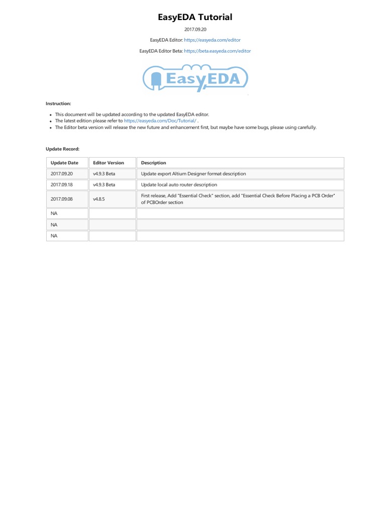 EasyEDA Tutorial 20170920 | PDF | Keyboard Shortcut | Printed Circuit Board