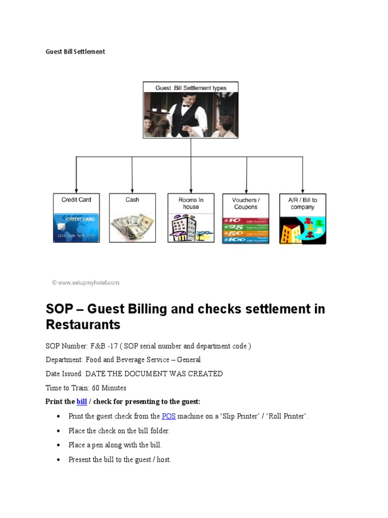 SOP - Guest Billing and Checks Settlement in Restaurants | PDF | Cheque ...