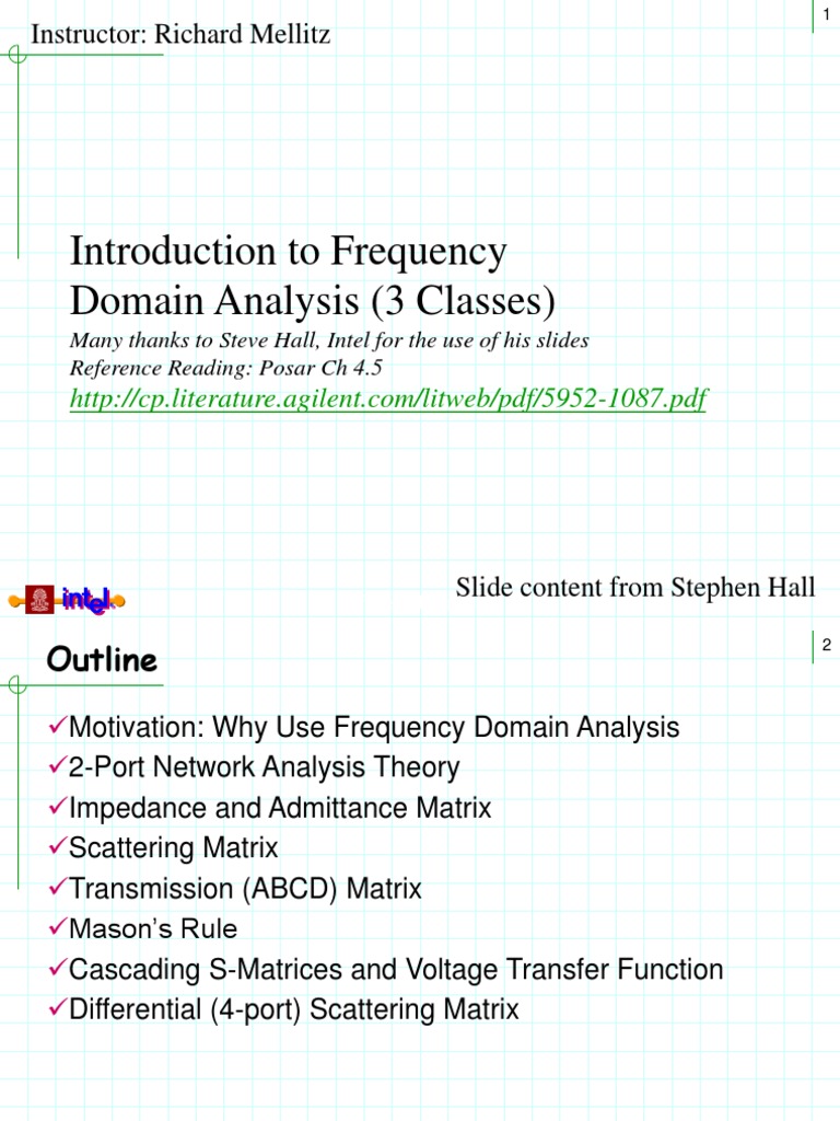 Introduction To Frequency Domain Analysis (3 Classes) : Instructor: Richard Mellitz | PDF ...