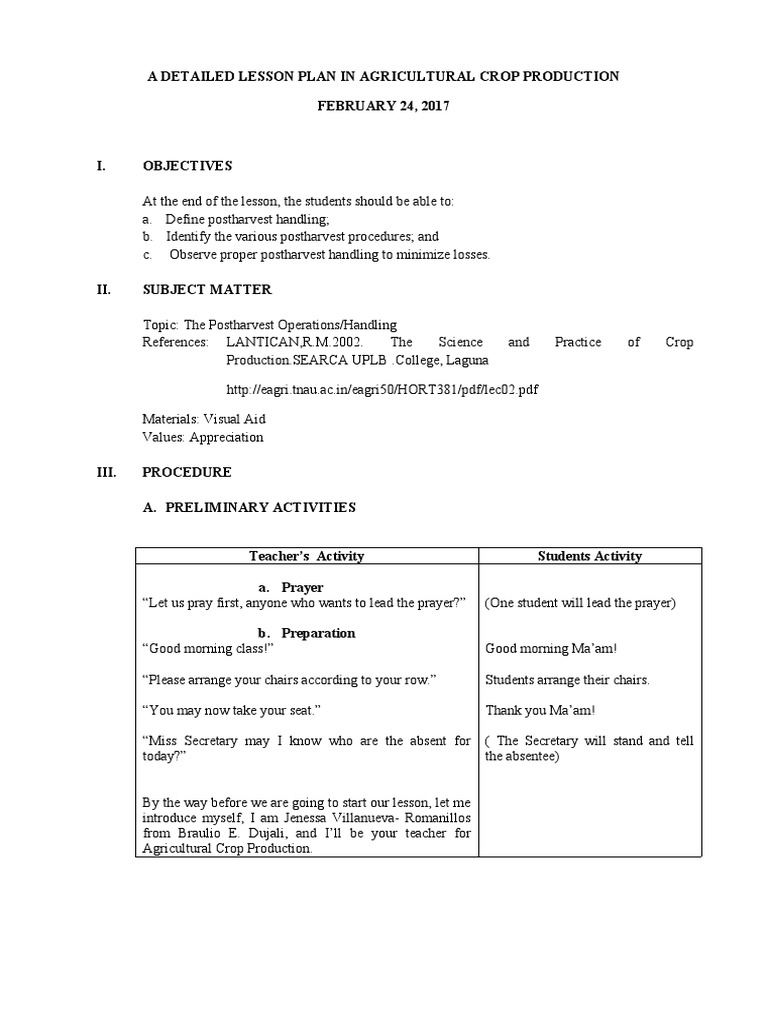 Postharvest Handling in Crop Production | PDF | Wellness