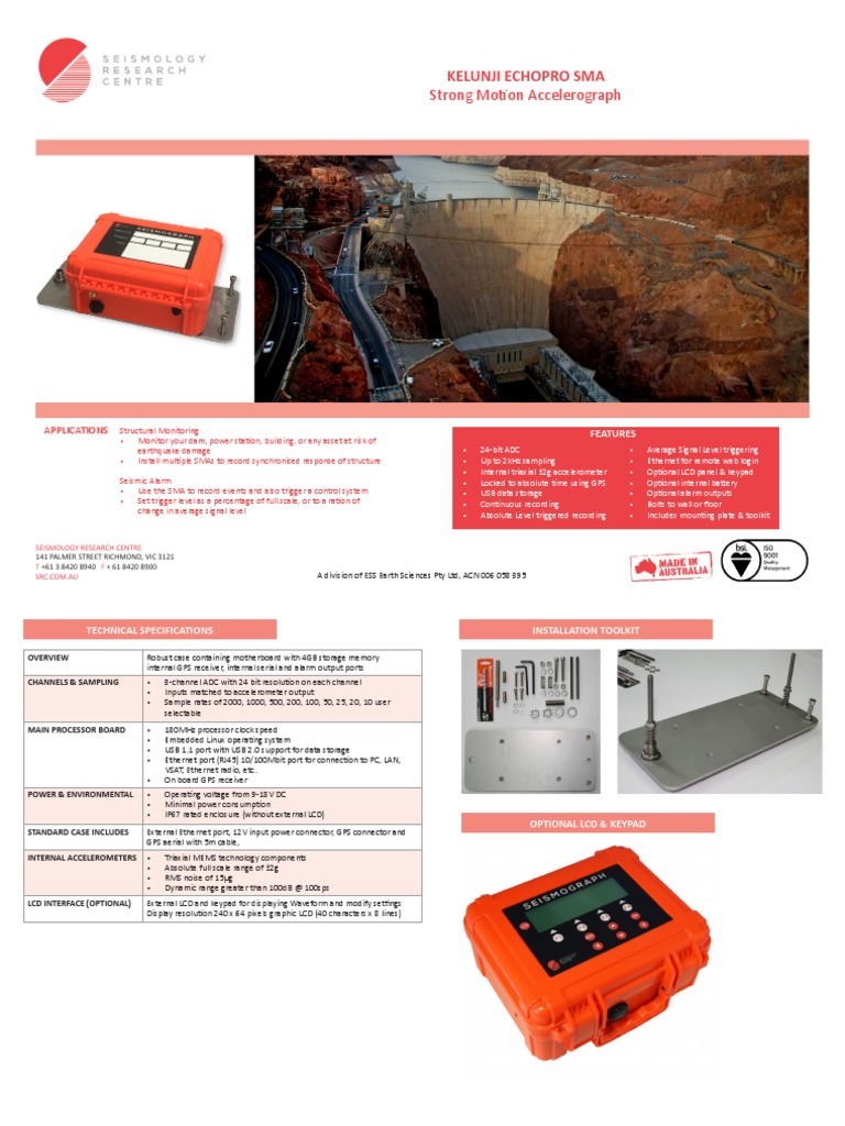 Strong Motion Accelerograph: Kelunji Echopro Sma | PDF | Accelerometer ...