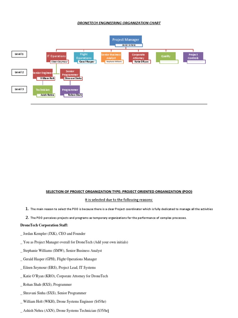 Dronetech Engineering Organization Chart: Project Manager | PDF
