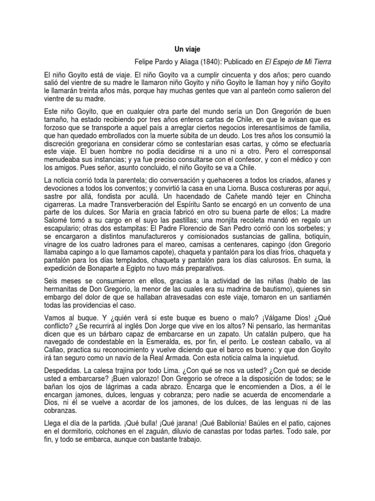 Un Viaje - Felipe Pardo y Aliaga | PDF