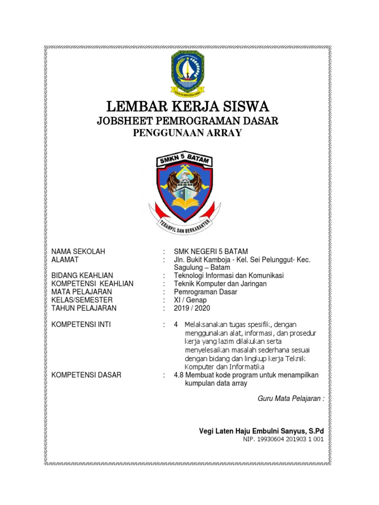 Jobsheet 7 Array PDF | PDF