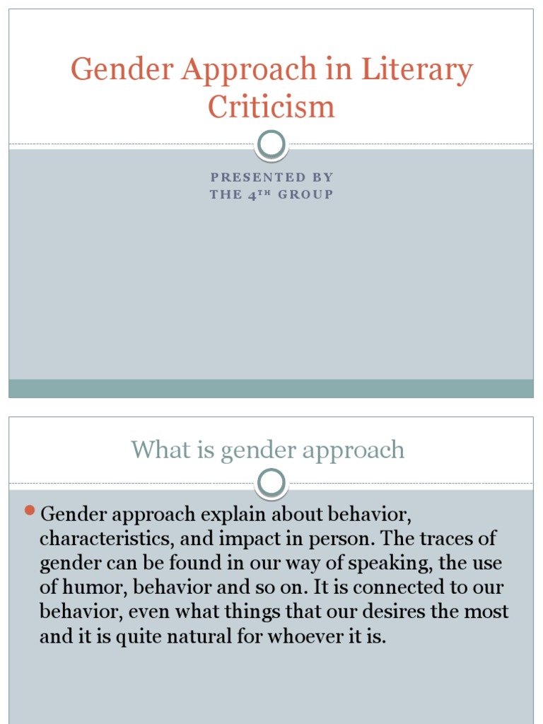 Gender Approach in Literary Criticism: Presented by The 4 Group | PDF ...