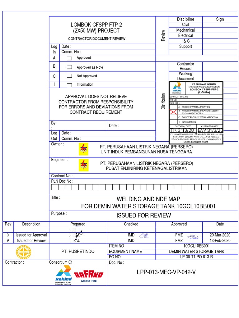 LPP-013-MEC-VP-042-V - WELDING MAP DEMIN WATER TANK 10GCL10BB001 Eng ...