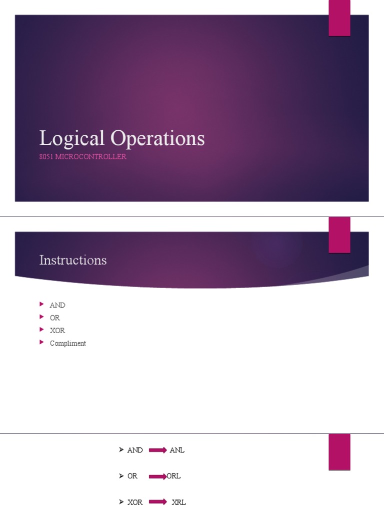 Logical Operations 8051 Microcontroller | PDF