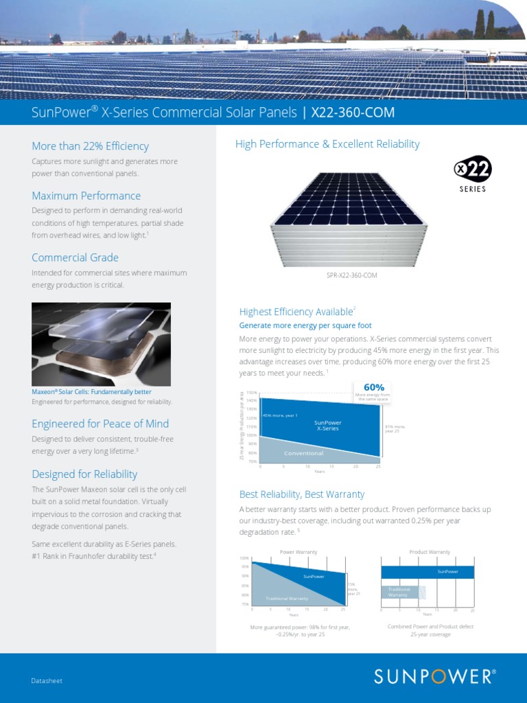 Sunpower X-Series Commercial Solar Panels - X22-360-Com | PDF ...