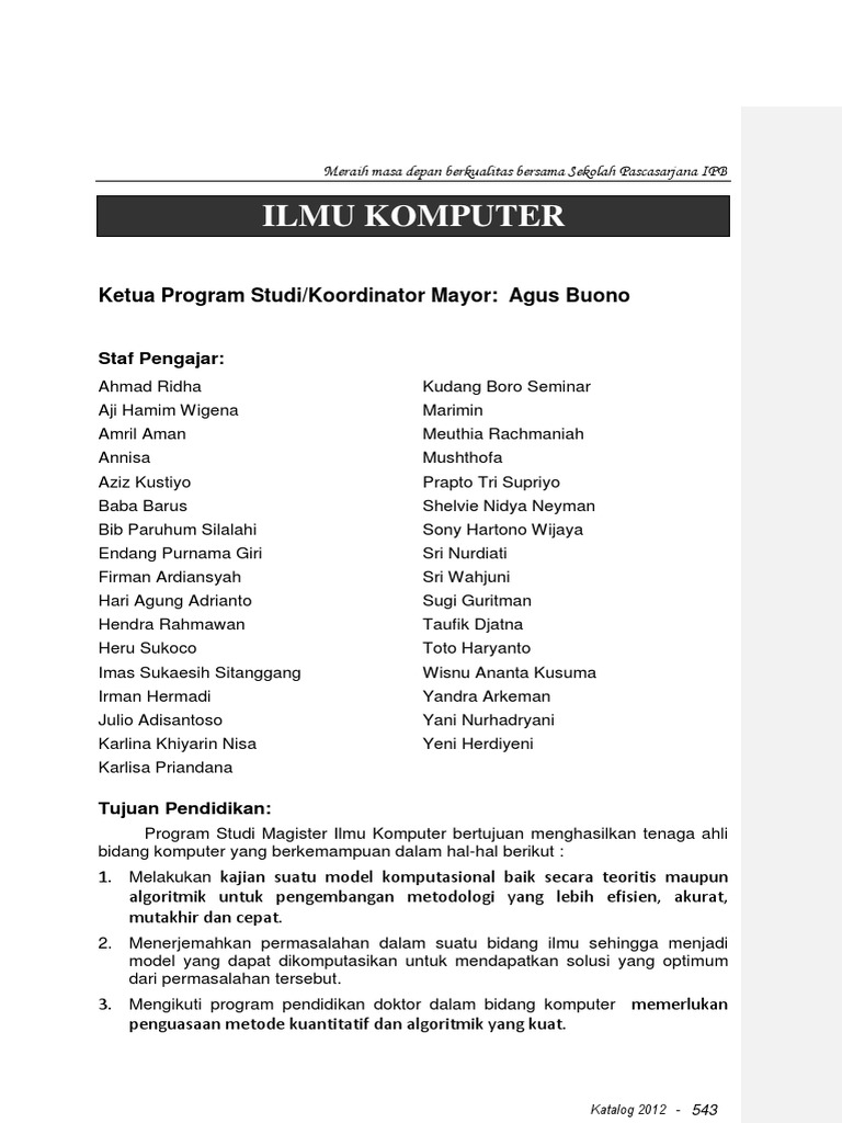 Kurikulum IPB (Pasca Sarjana) | PDF