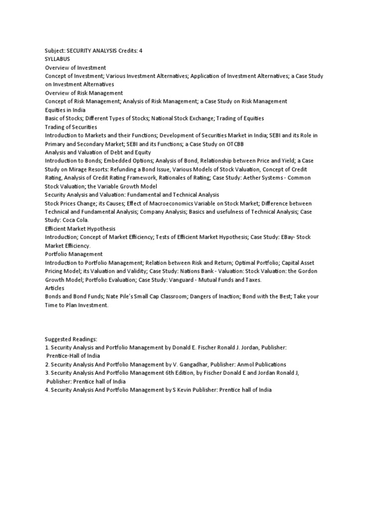 Security Analysis | PDF | Investing | Stocks