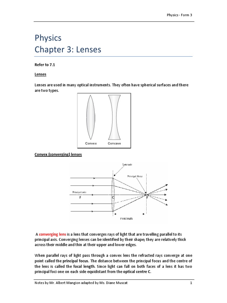 Physics Chapter 3: Lenses Chapter 3: Lenses | PDF | Optics | Applied ...