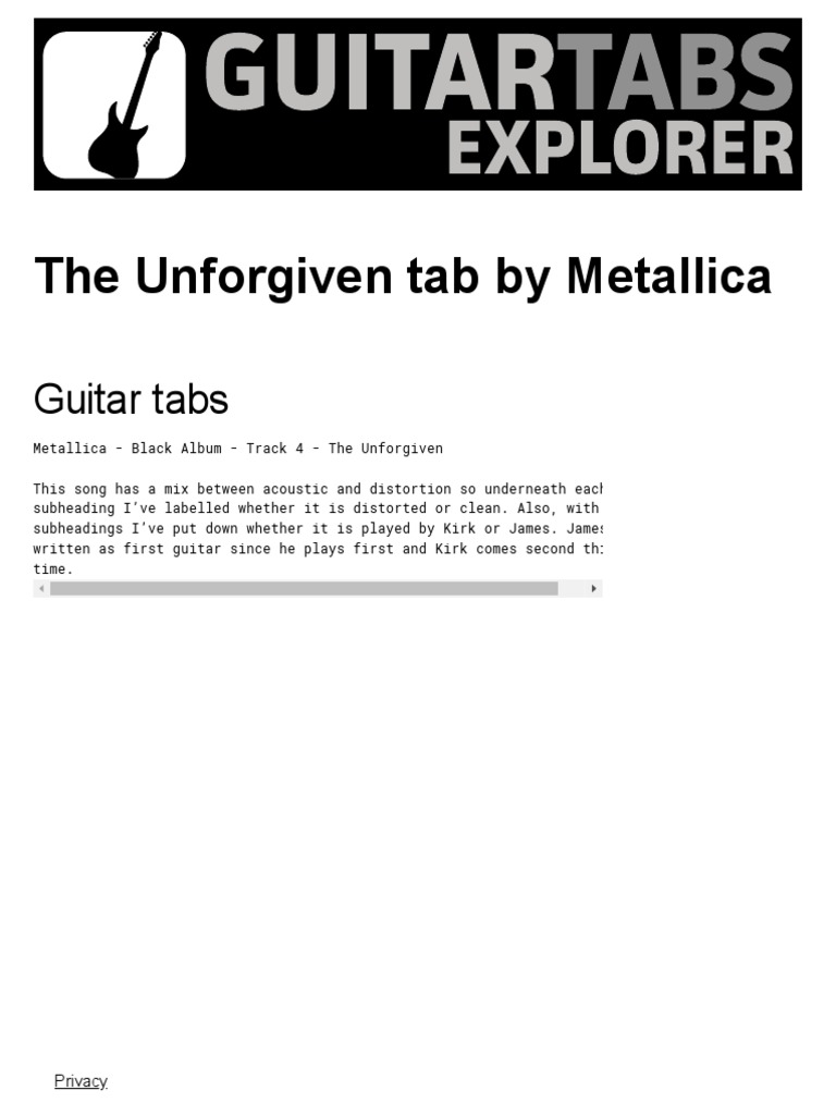 The Unforgiven tab by Metallica | PDF | Song Structure | Recorded Music