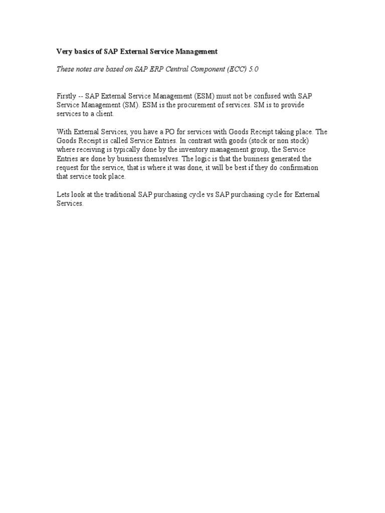 Basics of SAP External Service Management | PDF | Receipt | Business