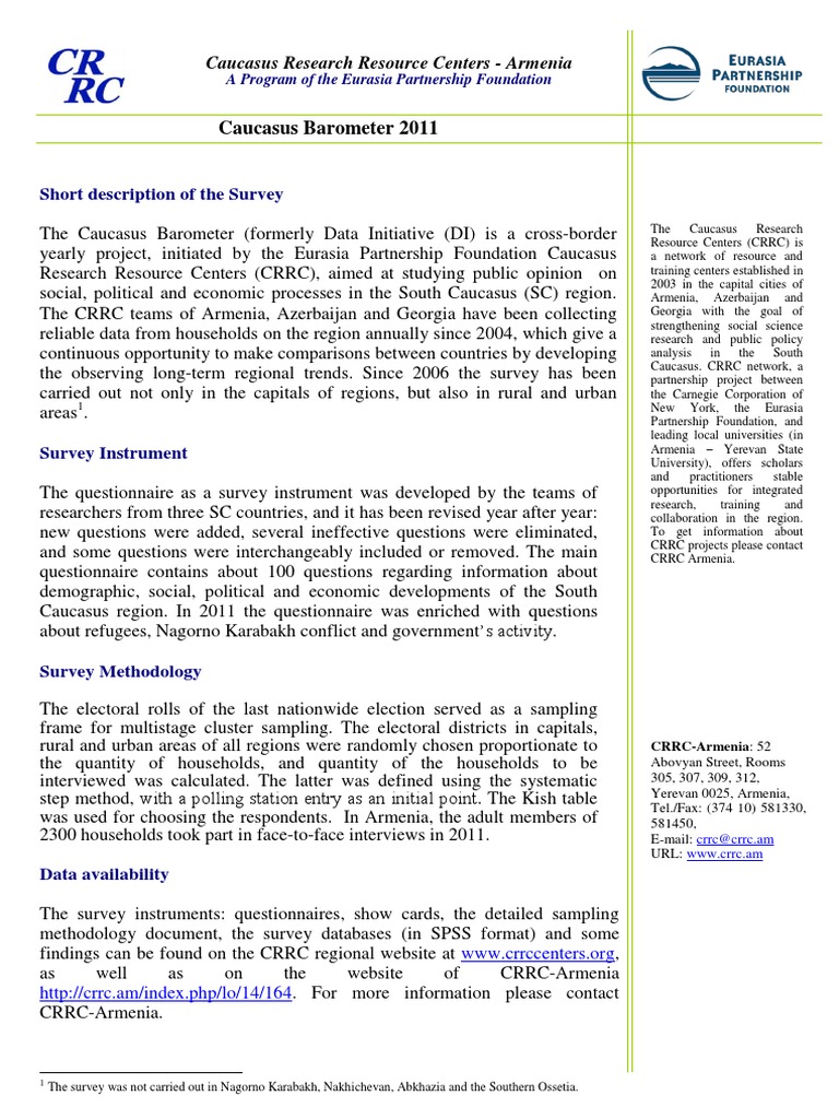 One Pagers 2011 | PDF | Survey Methodology | Sampling (Statistics)