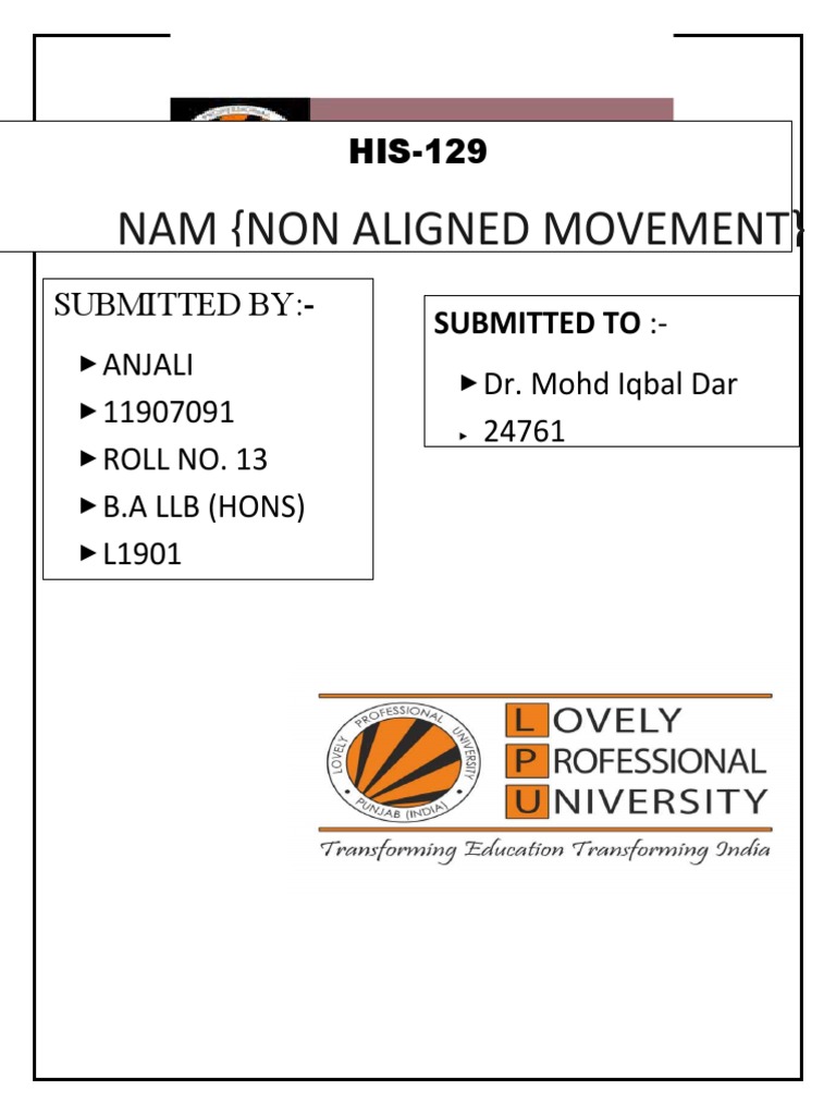 Nam (Non Aligned Movement) : Submitted To | PDF | Non Aligned Movement ...