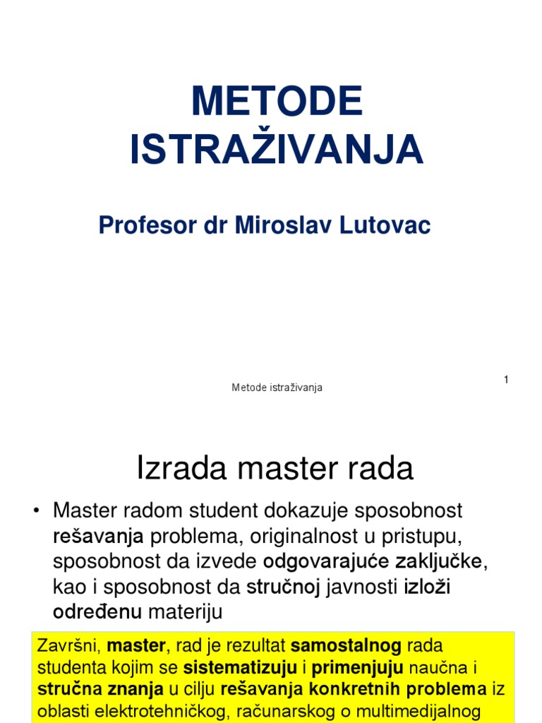 Metode Istrazivanja Rezime | PDF