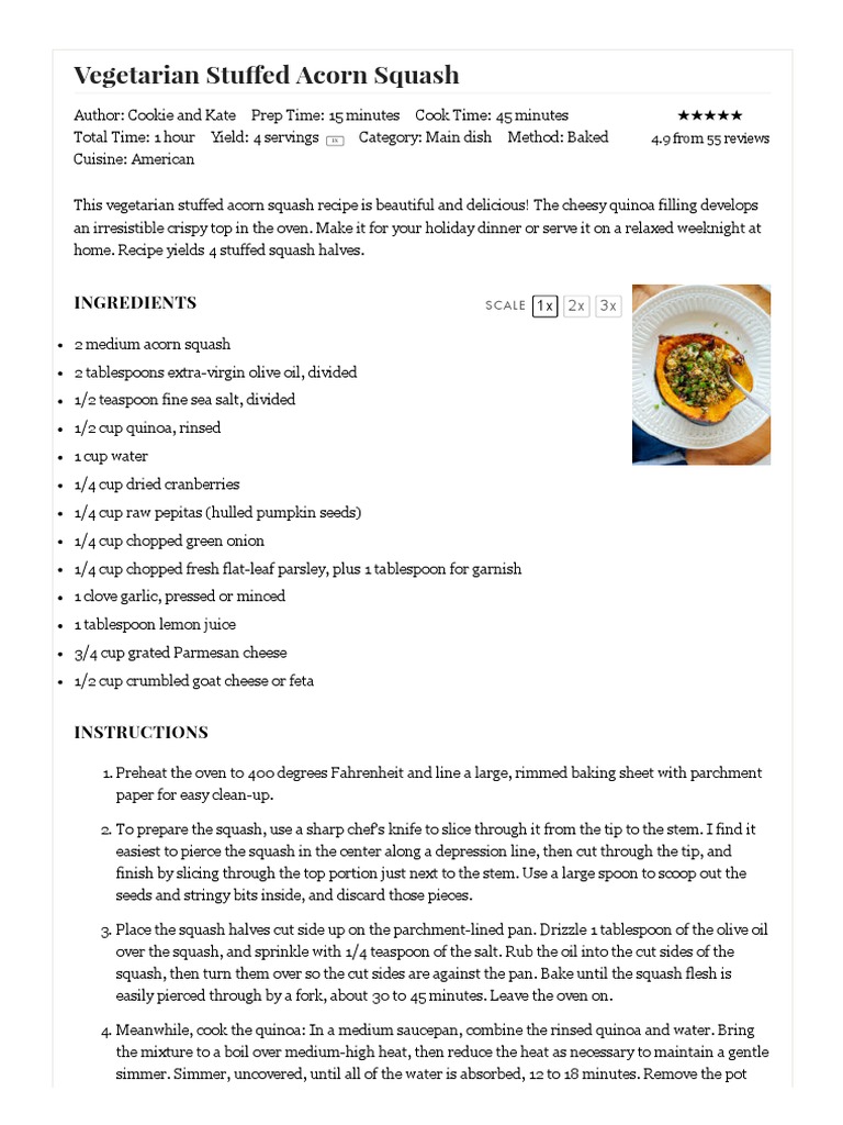 Cheesy Quinoa Stuffed Acorn Squash | PDF | Nutrition Facts Label | Chickpea