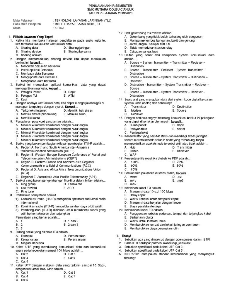 TLJ Kelas XI TKJ | PDF