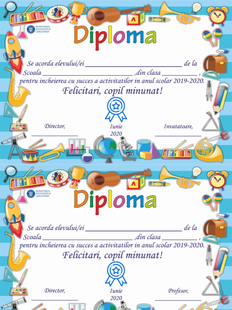 Model Diploma - Final de An Scolar. | PDF