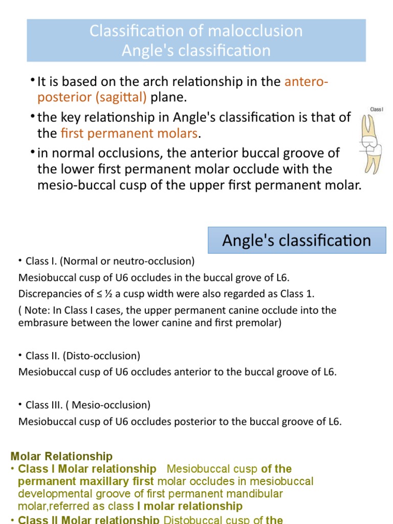 Classification and Diagnosis of Angle's Class I Malocclusion | PDF ...