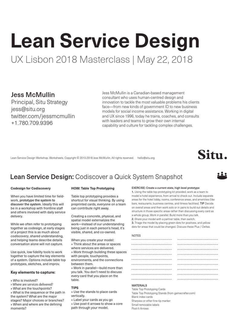 Lean Service Design: UX Lisbon 2018 Masterclass - May 22, 2018 | PDF ...