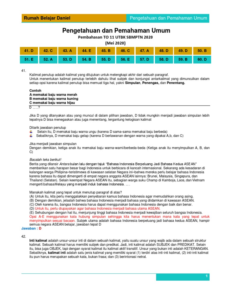 Pembahasan To 11 TPS - Ppu | PDF | Seni & Disiplin Bahasa | Metode & Bahan Ajar