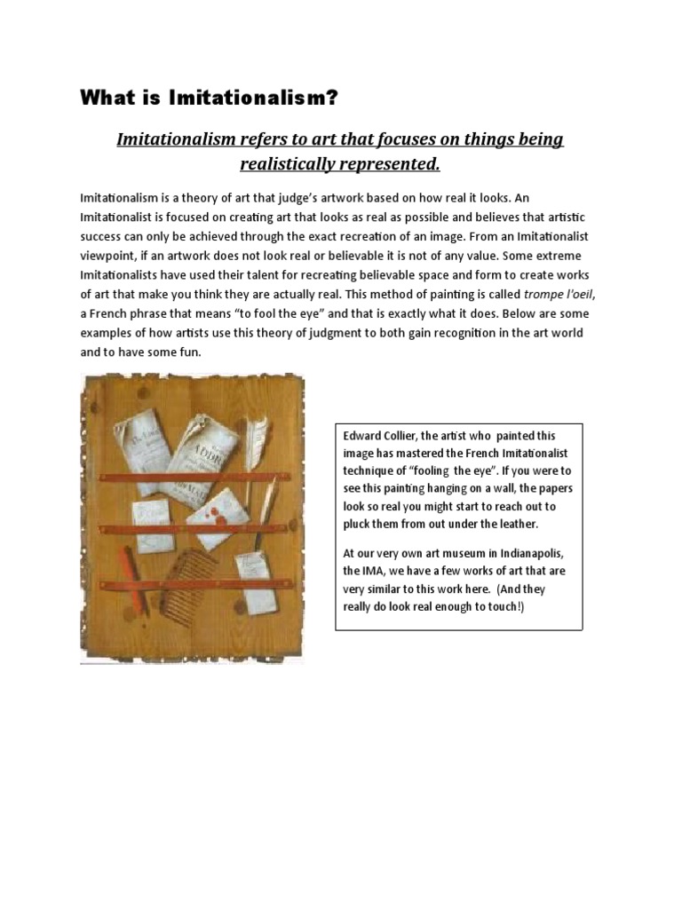 What Is Imitationalism?: Imitationalism Refers To Art That Focuses On ...