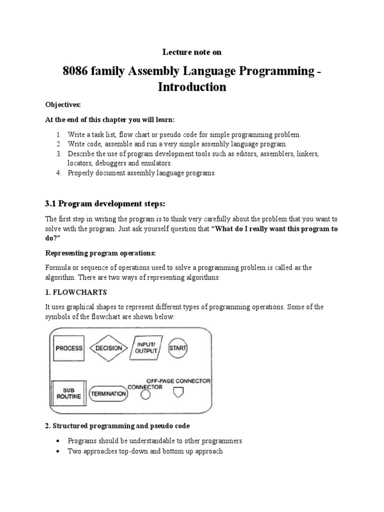8086 Family Assembly Language Programming - : Lecture Note On | PDF | Assembly Language ...