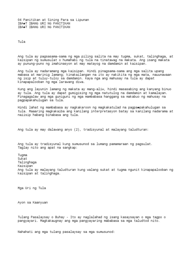 Panitikan at Sining para Sa Lipunan | PDF