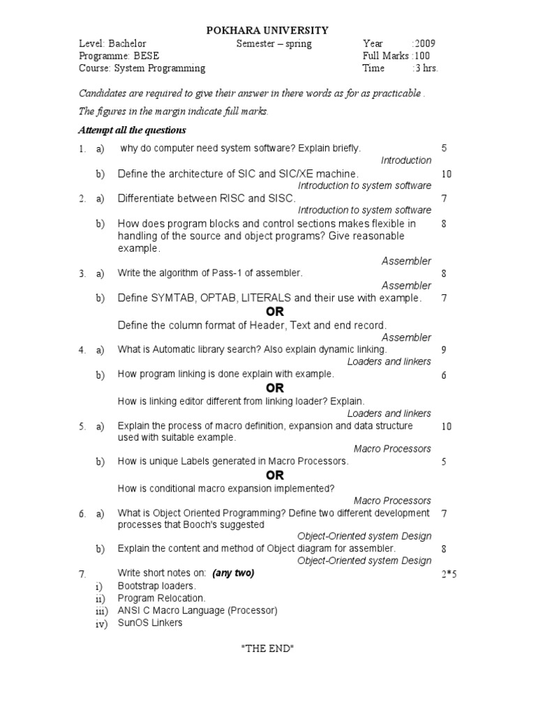 System Software 2009 (Back) | PDF | Assembly Language | Macro (Computer Science)
