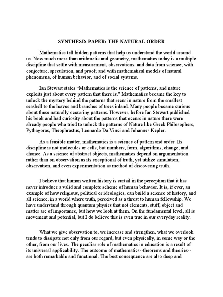 Synthesis Paper: The Natural Order | PDF | Theorem | Teaching Mathematics