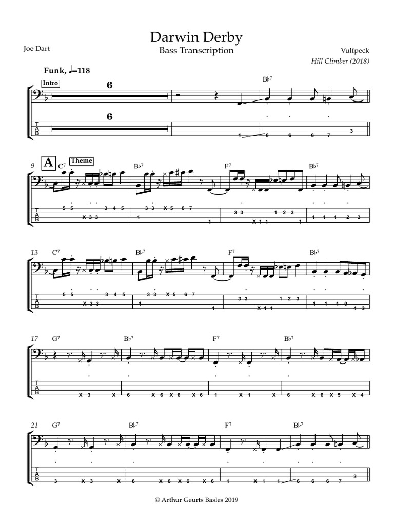 Vulfpeck Darwin Derby Notation Tabs | PDF | Groupes de musique ...
