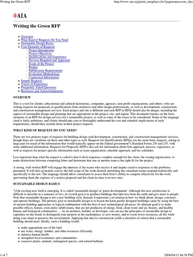 Writing The Green RFP - AIA | PDF | Sustainable Design | Leadership In ...