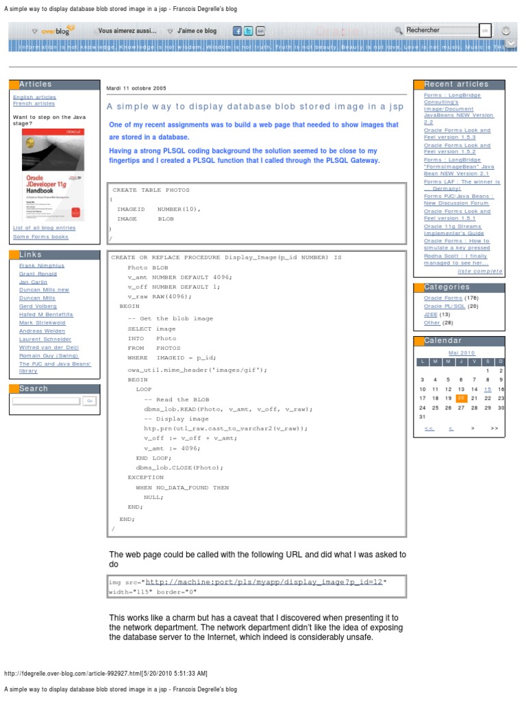 A Simple Way To Display Database Blob Stored Image In A Jsp Francois