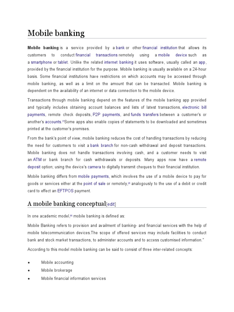 Mobile Banking | PDF | Service Industries | Banking