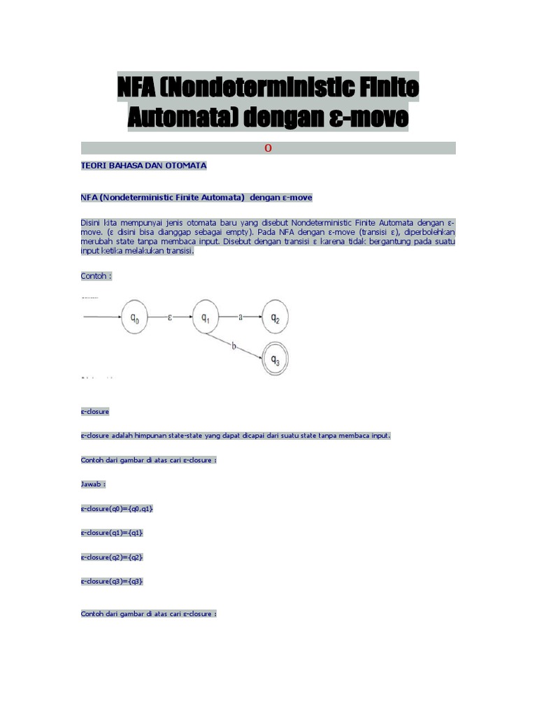 Contoh dan Penjelasan ε-Closure NFA | PDF