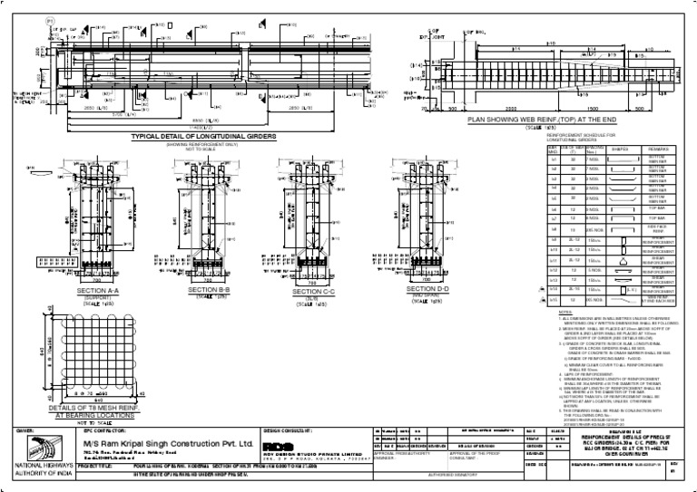 RCC T Girder & Deck Slab For Major Bridge 02 - Sup-19 | PDF | Composite ...