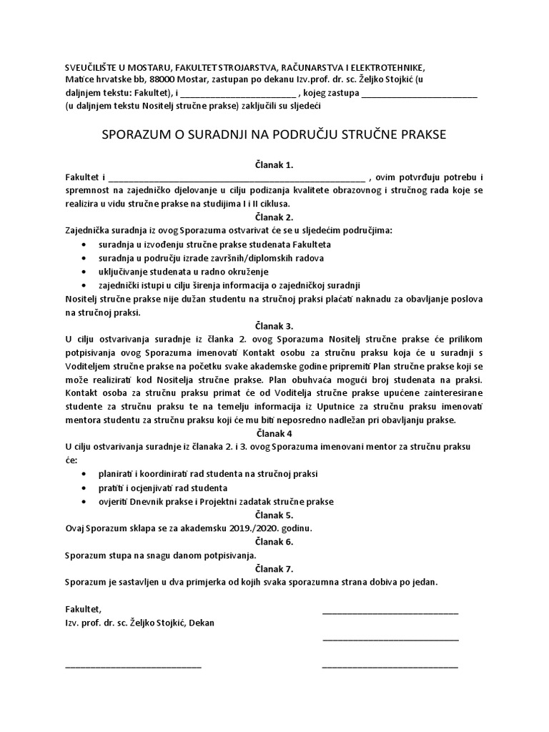 Sporazum o Strucnoj Praksi | PDF