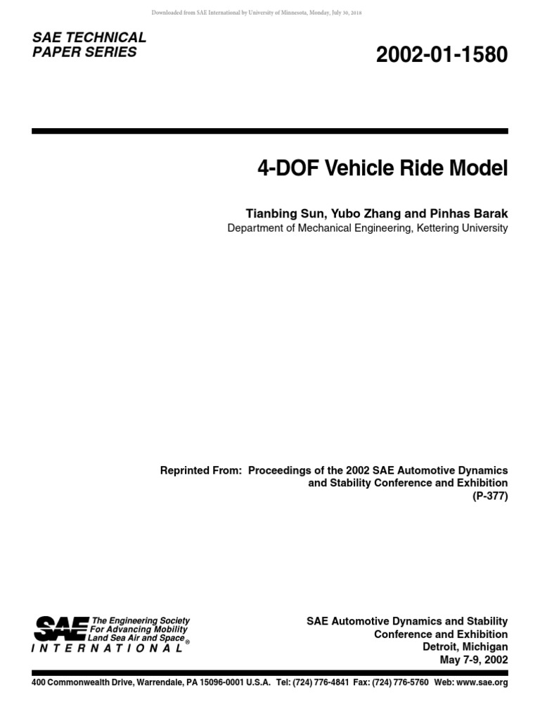 4DOF Vehicle Ride Model | PDF | Copyright | Intellectual Works